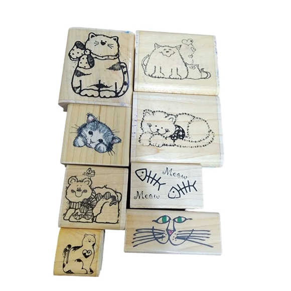 Various | Other | Cat Themed Rubber Crafting Stamps Set Of 8 | Poshmark